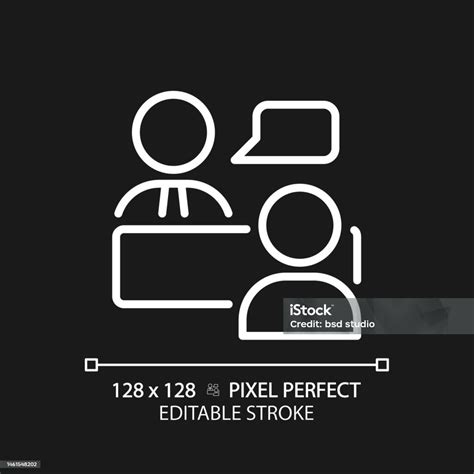 Job Interview Pixel Perfect White Linear Icon For Dark Theme Stock Illustration Download Image
