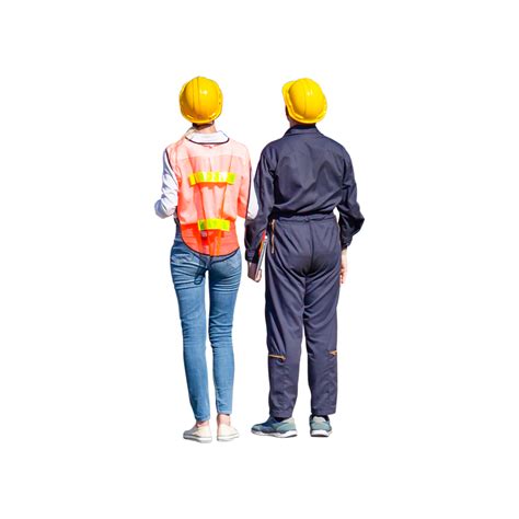 Female Engineer And Worker Man In Hard Hat PNG