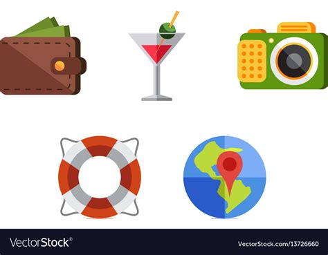 Flat Icons Set With Long Shadow Effect Royalty Free Vector