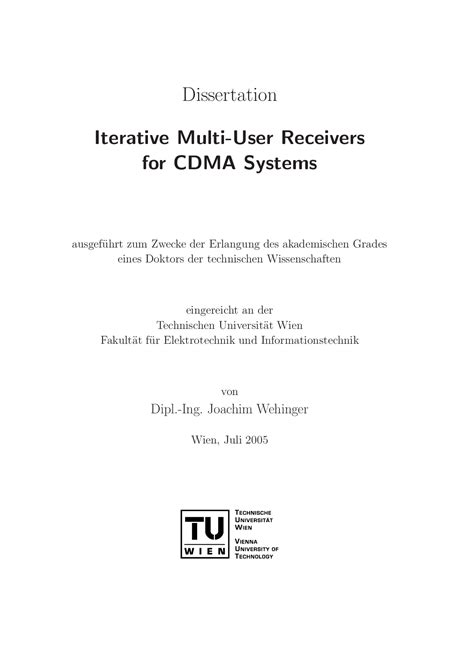 Iterative Multi User Receivers For Cdma Systems Eurasip