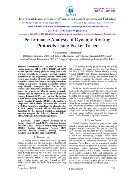 Performance Analysis Of Dynamic Routingprotocols Cpt Using Packet