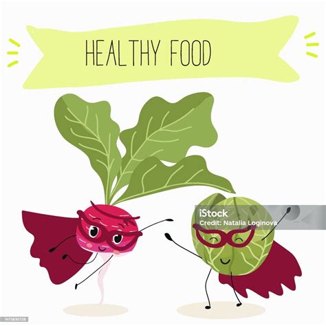 재미있는 캐릭터 양배추 브뤼셀 콩나물 무 재미 있고 건강한 음식 비타민 귀여운 얼굴 음식 재료 채식주의자 벡터 만화 농업 원시 Capital Region에 대한 스톡 벡터