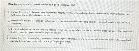 Solved How Does Surface Level Diversity Differ From