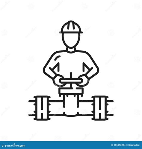 Pipeline And Plumber Engineer Fixing Gauge Valve Stock Vector
