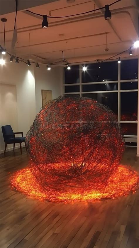 Infinite Space Pierced With Thousands Glowing Fire Threads Which Are Randomly Connected And