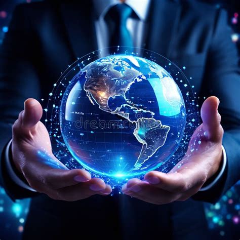 Businessman Holding Global Business World With Connected Network Stock Illustration
