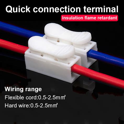 Cod 50 Pcs Electric Lamp Wiring Quick Terminal Two Position Push Type Wire Connector Quick