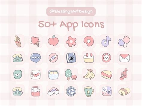 50 Chibi Cute Girl Ios Icons Pack Iphone Theme App Cover Etsy Vietnam Mobile App Icon Ios App