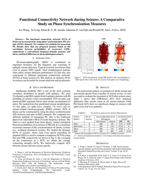 Pdf Functional Connectivity Network During Seizure A Comparative