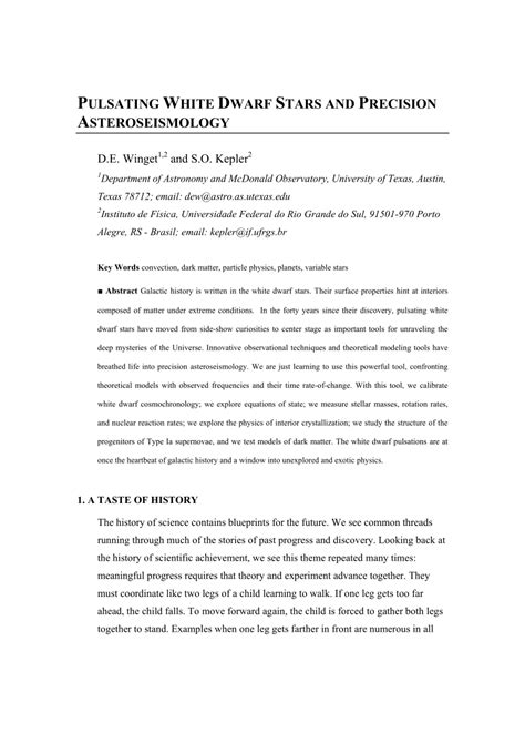 Pdf Pulsating White Dwarf Stars And Precision Asteroseismology