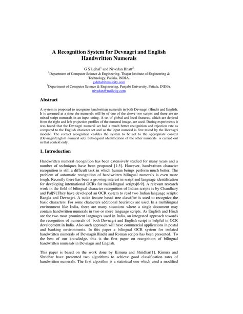 PDF A Recognition System For Devnagri And English Handwritten Numerals
