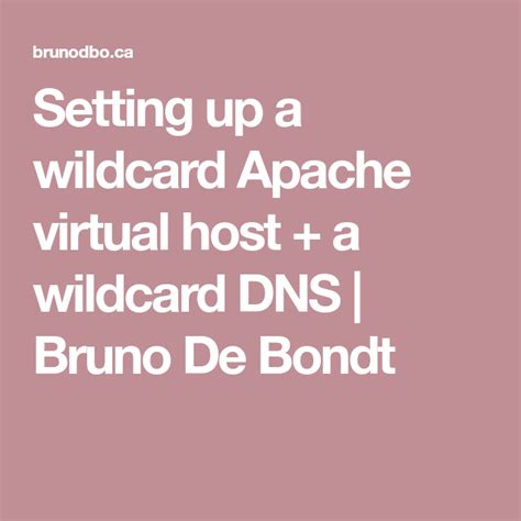 Setting Up A Wildcard Apache Virtual Host A Wildcard DNS Bruno De
