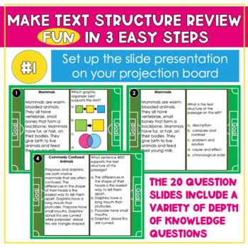 ELA Test Prep Text Structure Task Cards Slides Soccer Classroom Transformation