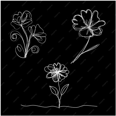 Premium Vector A Black And White Drawing Of Flowers And A Black