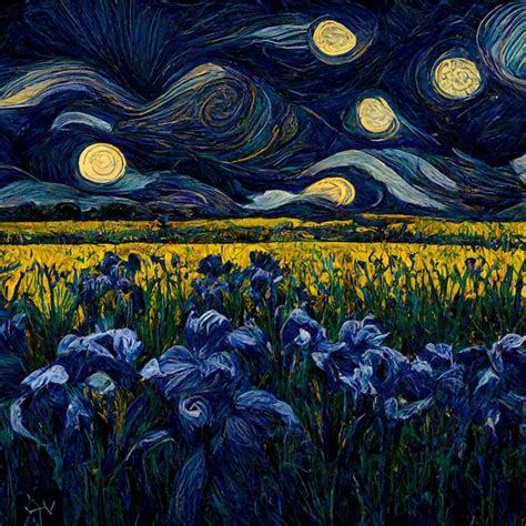 Premium Ai Image Iris Fields Under A Starry Night