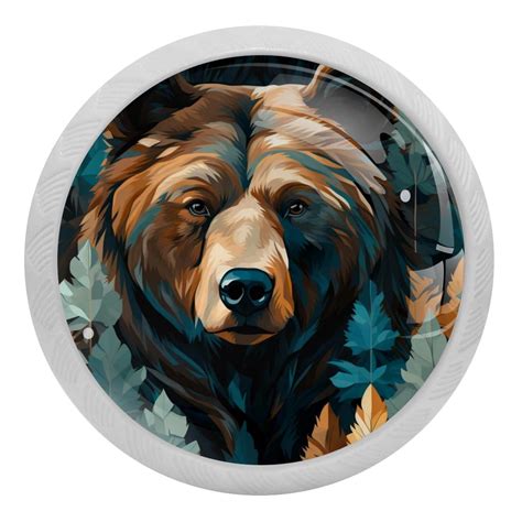 Bear Pattern 4pcs Cabinet Knobs Pulls Fluorescent Drawer Handle Cabinet