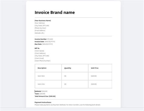 Customizable Invoice Template Etsy