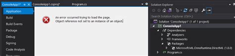 Vs2019 Project Properties Failed To Load With Onnx Directml Nuget