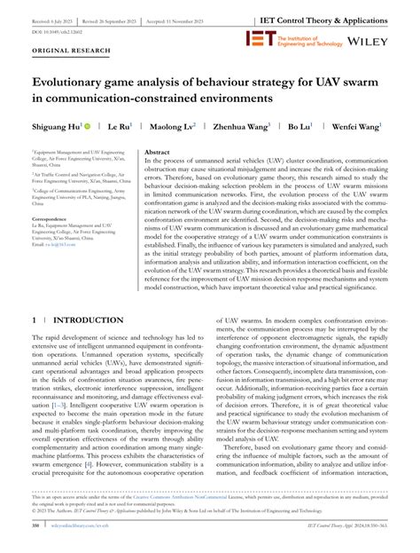 Pdf Evolutionary Game Analysis Of Behaviour Strategy For Uav Swarm In