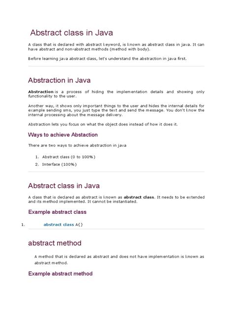 Abstract Class In Java Pdf Class Computer Programming Method Computer Programming