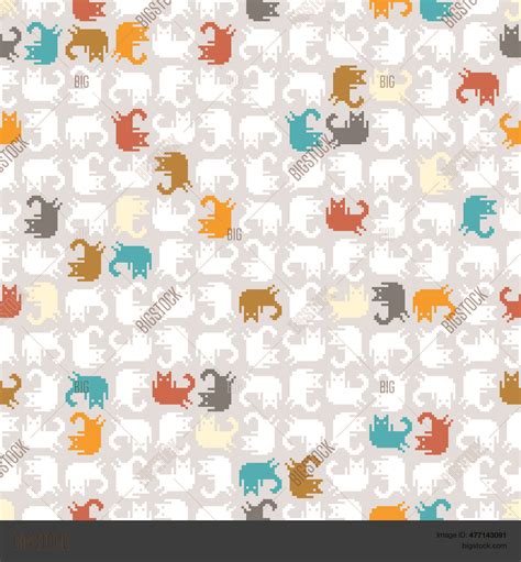 Cat Pixel Art Pattern Vector And Photo Free Trial Bigstock