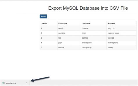Export Mysql Database Into Csv File Using Phpmysqli Campcodes