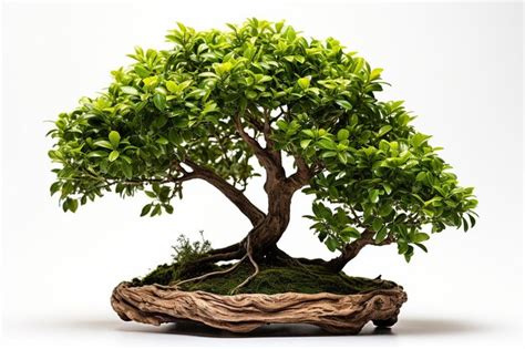Bonsai Tree On A Stump Isolated On A White Background Premium AI Generated Image