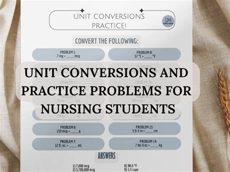 Nursing Unit Conversions And Equivalents Cheat Sheet Digital Pdf With