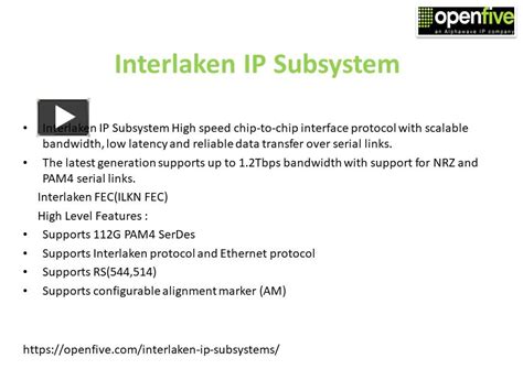 Interlaken IP Subsystem High Speed Chip To Chip Interface Protocol AI