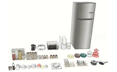 주방용품 및 식기 키트 냉장고 전자레인지 정수기