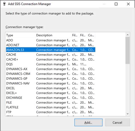 legacy amazon s3 connection cozyroc