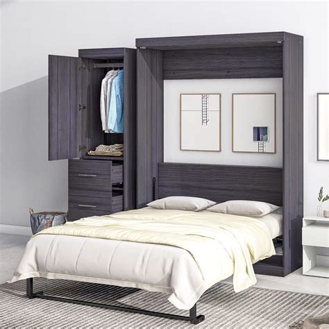 Cabsett Full Size Murphy Bed Storage Platform Bed With