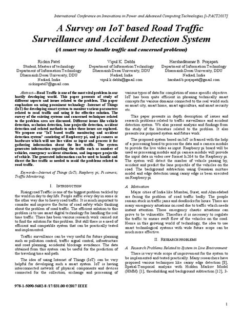 A Survey On Iot Based Road Traffic Surveillance And Accident Detection