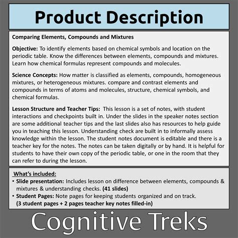 Chemistry Comparing Elements Compounds And Mixtures Lesson And Notes Classful