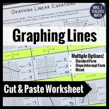 Graphing Linear Equations Cut And Paste Worksheet By Mrs E Teaches Math