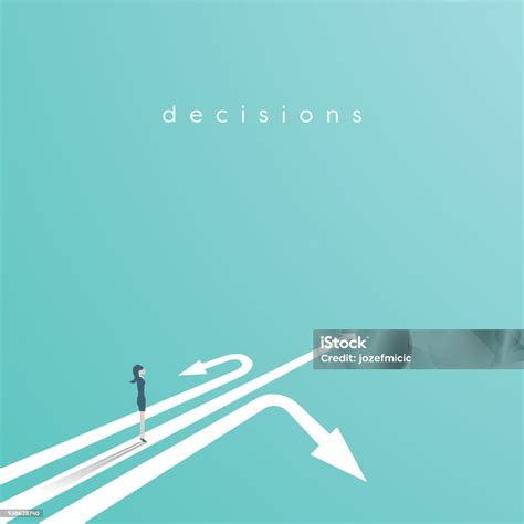 3 화살표 위에 서 있는 사업가와 비즈니스 결정 벡터 개념 결정 기회 도전 경력 사업 상징 여자에 대한 스톡 벡터 아트 및 기타