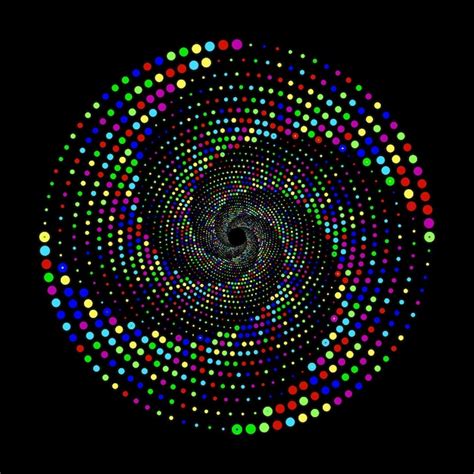Premium Vector Colorful Dotted Spiral Vortex Circle Isolated On Black Background Vector