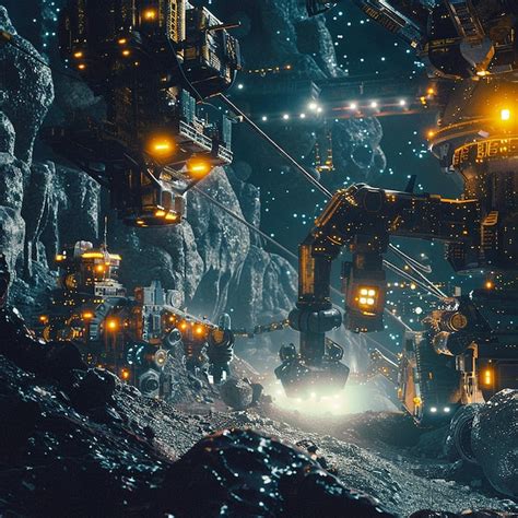 Realistic Asteroid Mining Operation In Deep Space Premium Ai Generated Image