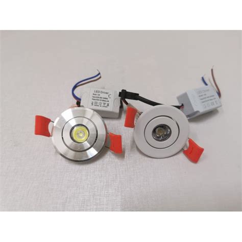 Jual Downlight Led 1w 1 W 1 Mata Led Panel 1watt Lampu Led Lemari 1 Watt Body Silver Putih