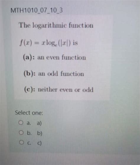 Solved MTH The Logarithmic Function Chegg Com