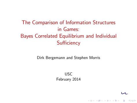 Ppt The Comparison Of Information Structures In Games Bayes