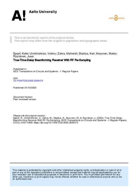 Pdf True Time Delay Beamforming Receiver With Rf Re Sampling