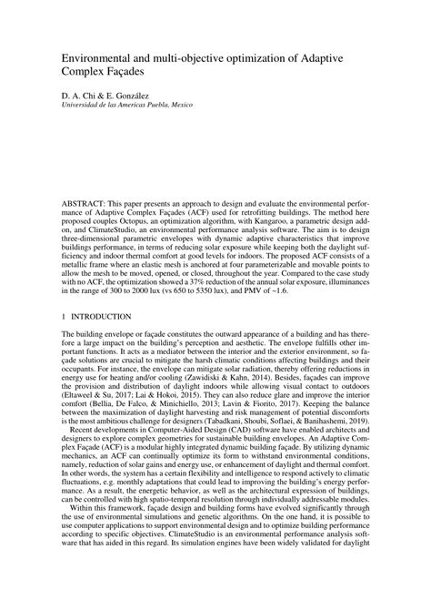 Pdf Environmental And Multi Objective Optimization Of Adaptive Complex Façades