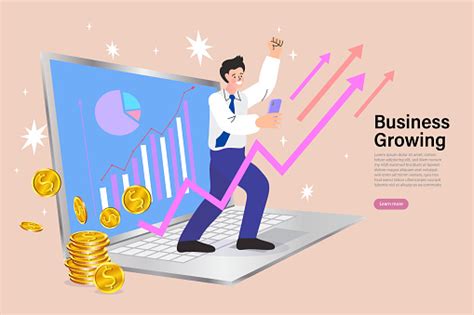 그래프에 동전 더미를 걷는 사업가 상단은 나무입니다 돈과 비즈니스 성장의 개념 디자인 벡터 그림입니다 개념에 대한 스톡 벡터 아트 및 기타 이미지 Istock