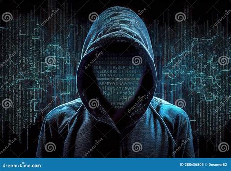 Masked Hacker In The Hood Abstract Digital Artwork Ai Generative