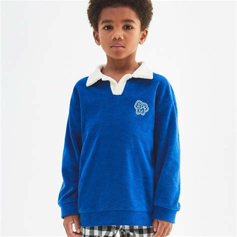 스몰로고 테리 카라 맨투맨 블루 하고