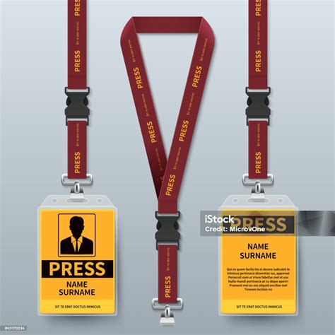 비즈니스 프레스 Id 카드 끈 배지 현실적인 벡터를 모의 절연을 통과합니다 가는 끈에 대한 스톡 벡터 아트 및 기타 이미지 가는 끈 형판 밀기 Istock
