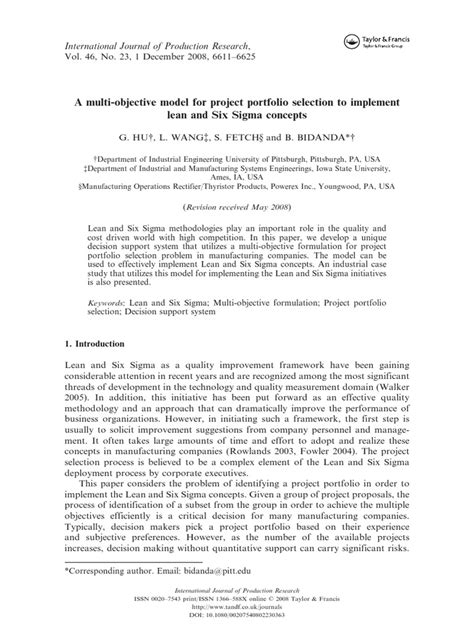 A Multi Objective Model For Project Portfolio Selection To Implement Pdf