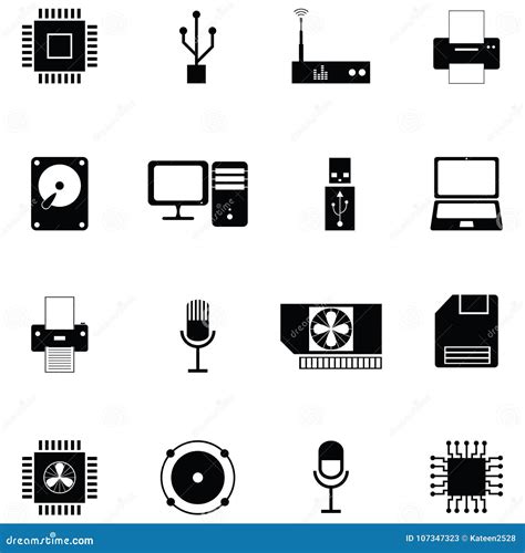 computer hardware icon set stock vector illustration of mouse 107347323