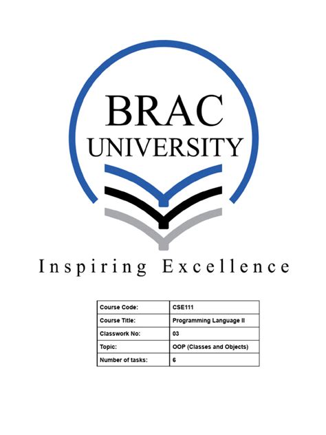 Lab 03 Oop Classes And Objects Classworkhomework Pdf